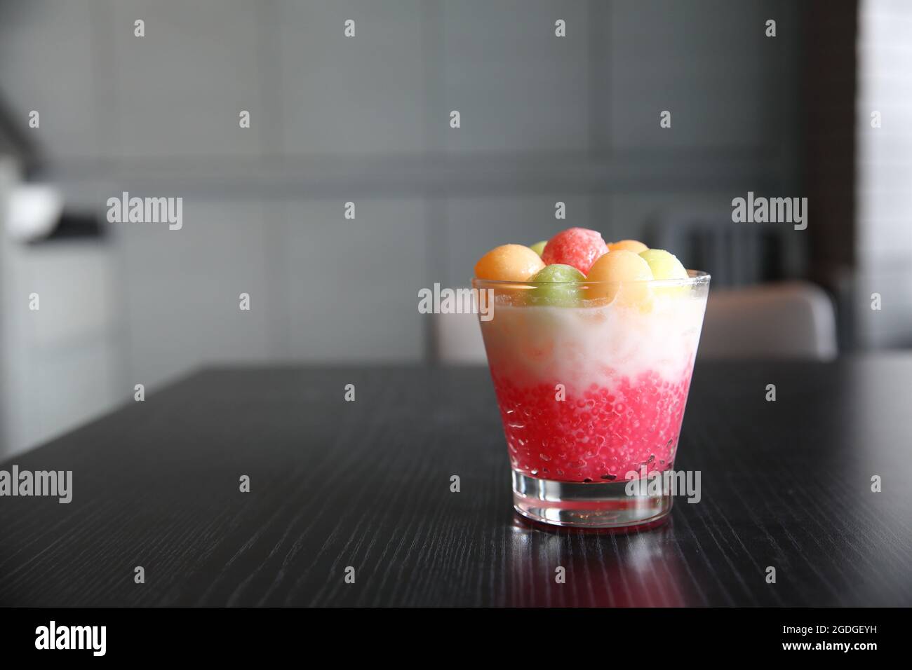 Tapioca pearl pudding with fruits Stock Photo - Alamy