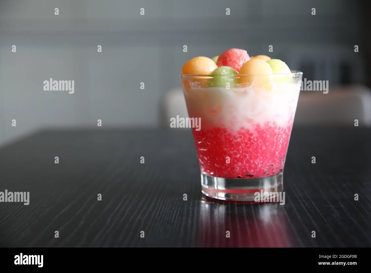 Tapioca pearl pudding with fruits Stock Photo - Alamy