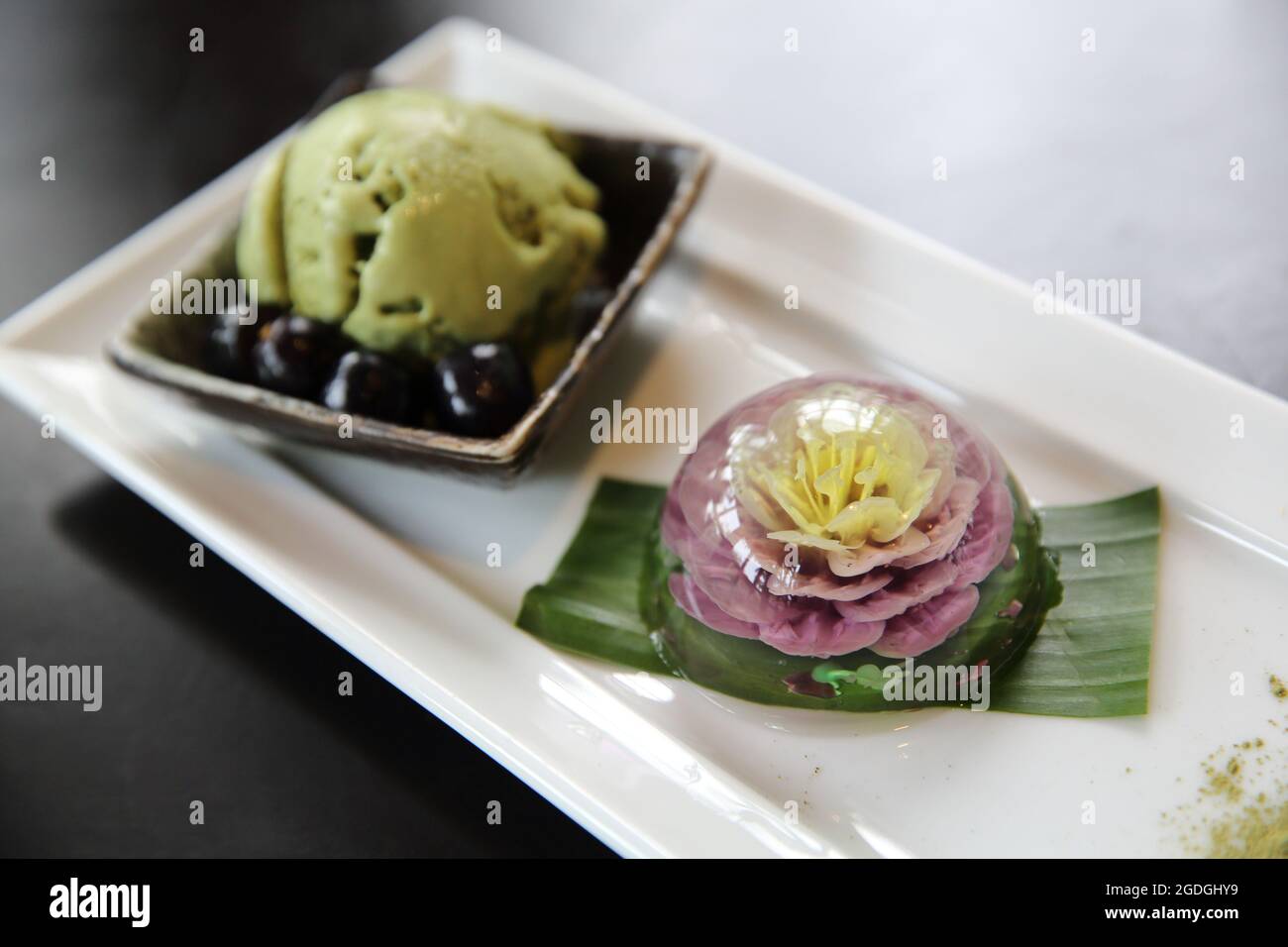 flower Water cake the water drop dessert mochi mizu shingen mochi with ...