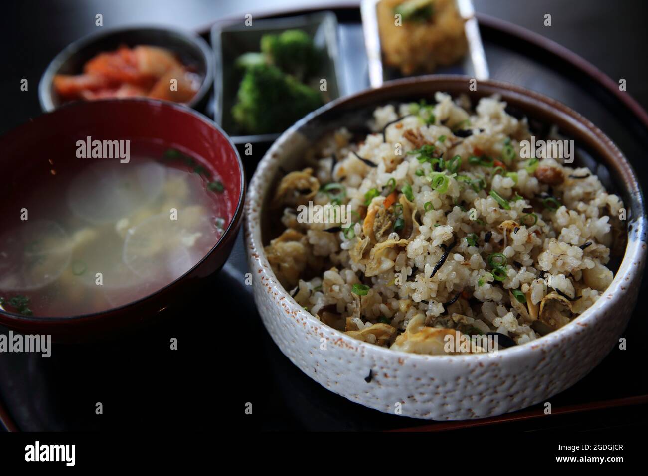 baked rice with scallop japanese food Stock Photo - Alamy