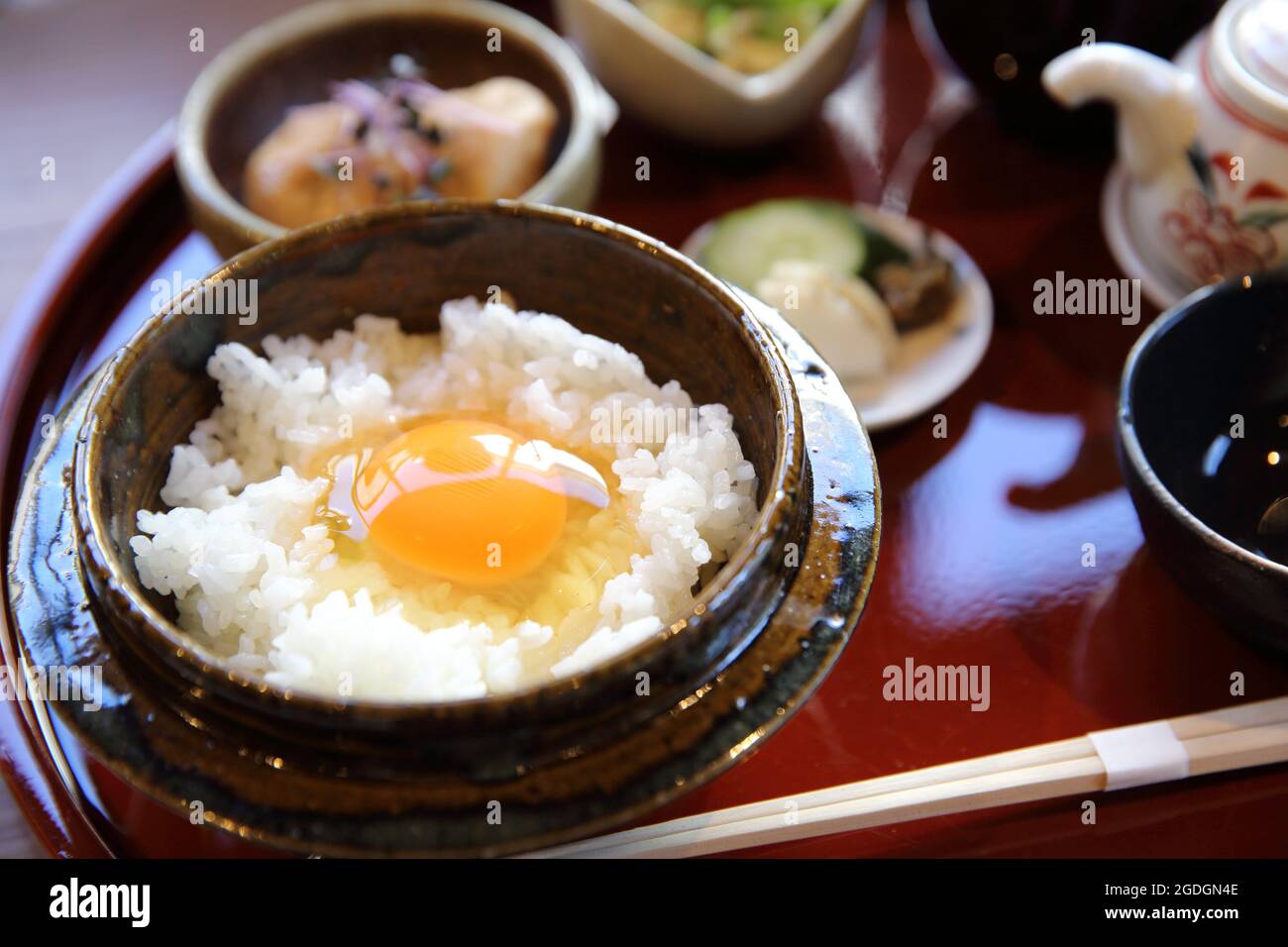 Japanese traditional food mixes a raw egg and rice Stock Photo - Alamy