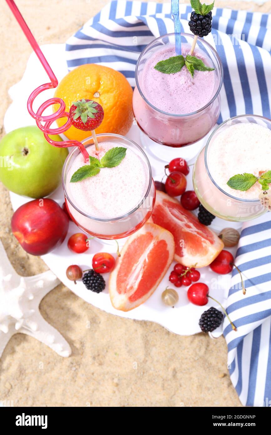 Delicious milkshakes, close-up Stock Photo - Alamy