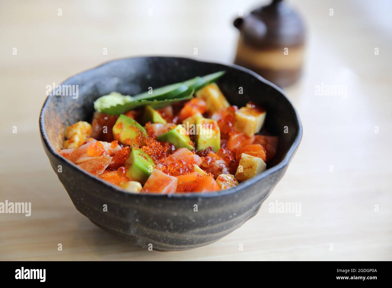 sashimi seafood and egg rice bowl - mix sashimi donburi , japanese food ...