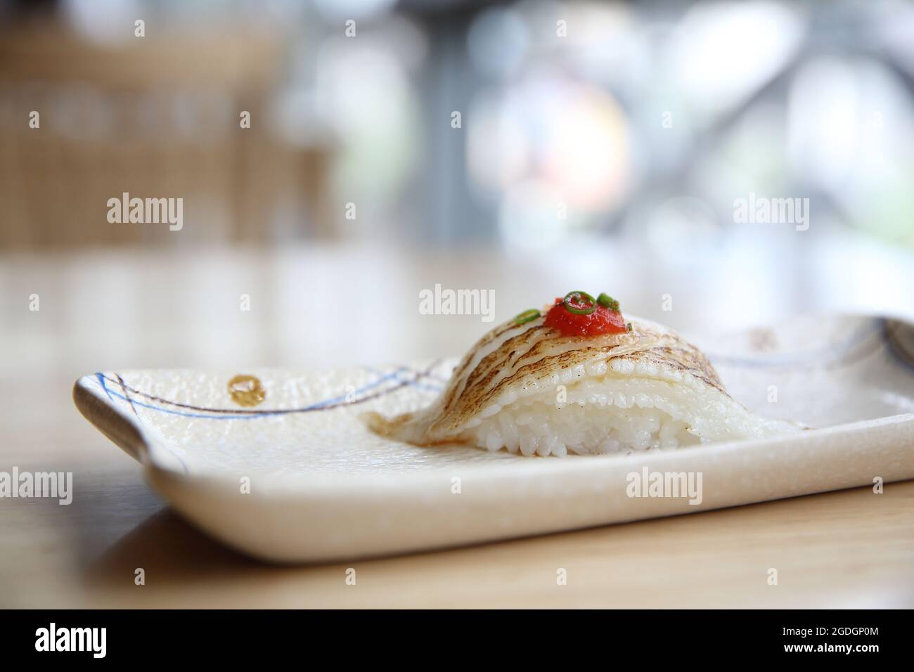 Grilled halibut sushi japanese food Stock Photo - Alamy