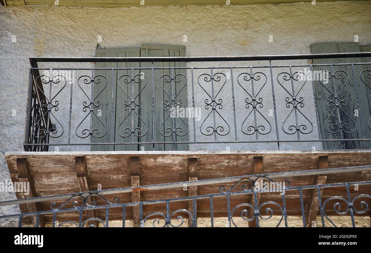 Traditional custom made wrought iron balcony railing in Dimitsana a ...