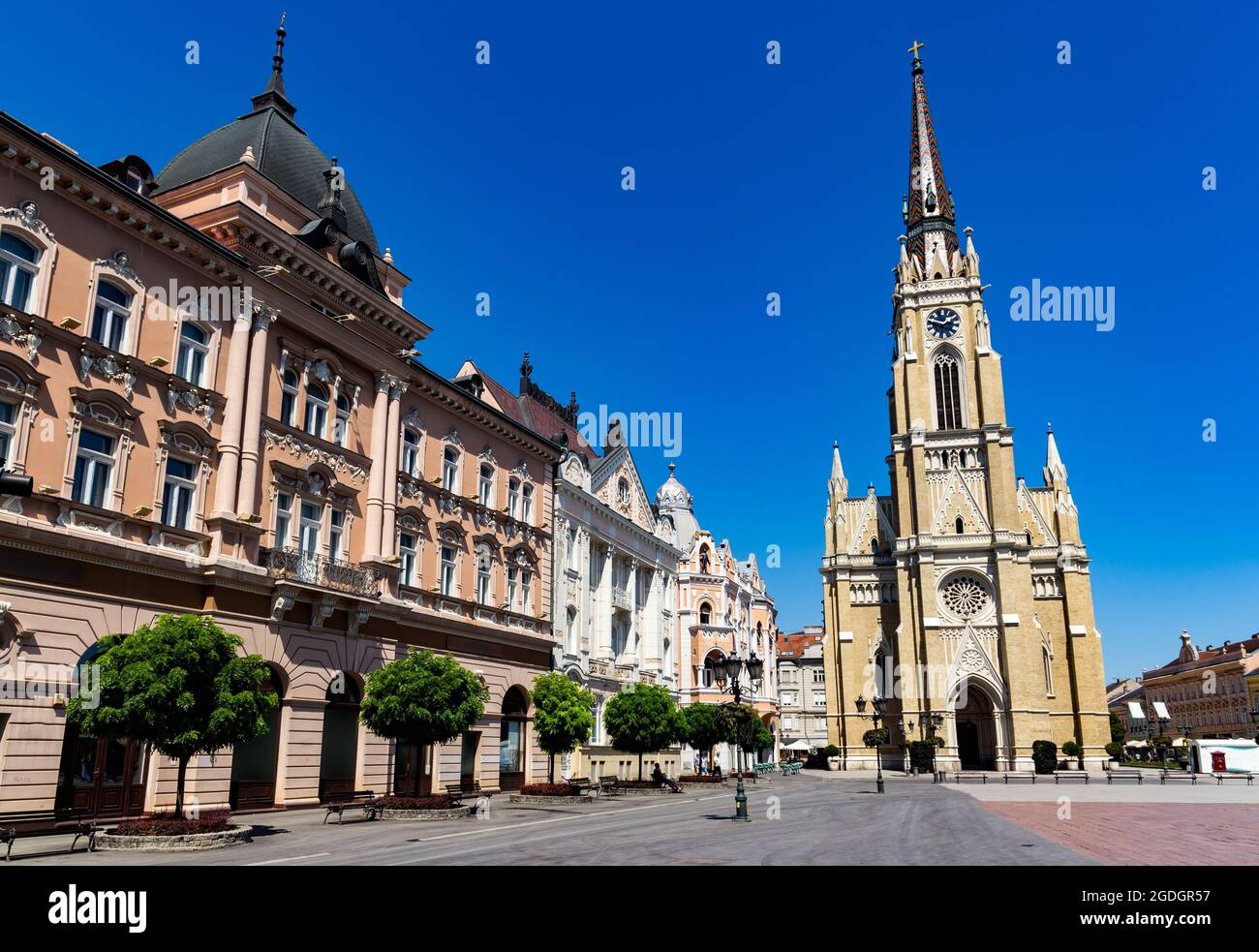 Novi Sad square and architecture street view, Vojvodina region. Serbia ...