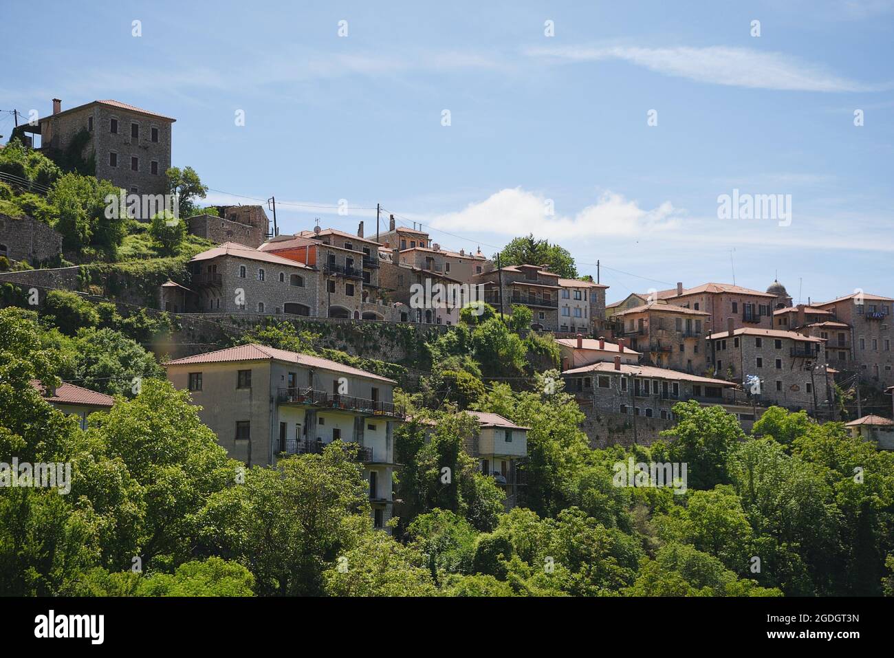 Landscape with panoramic view of Dimitsana a picturesque traditional ...