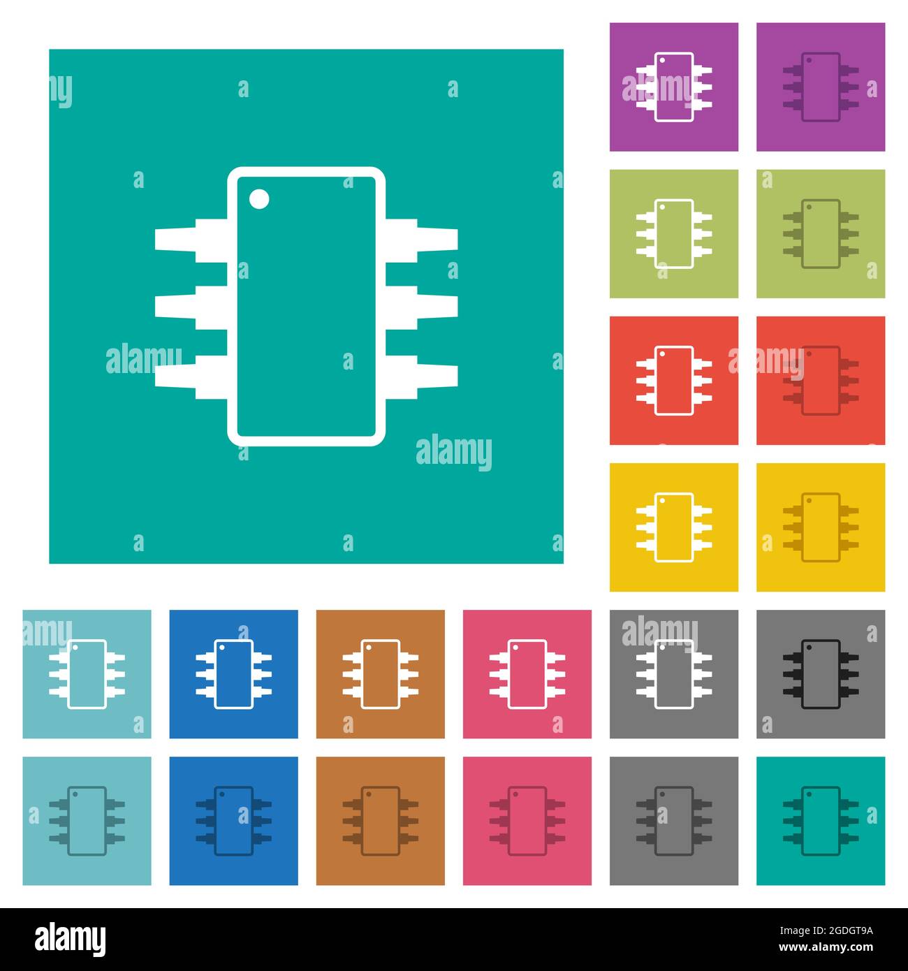 Integrated circuit alternate version multi colored flat icons on plain ...