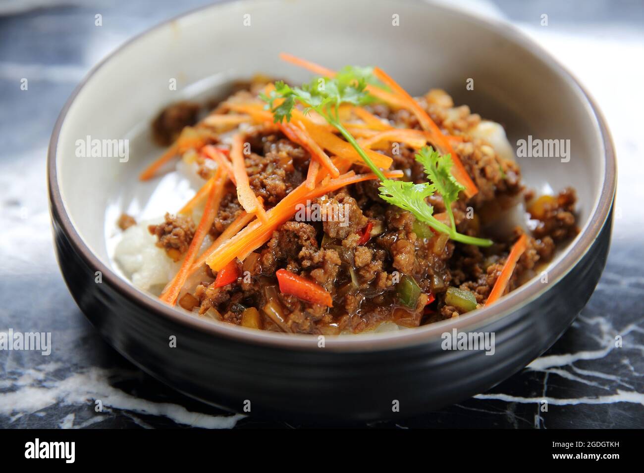 Fried noodle with minced beef , Chinese food Stock Photo - Alamy