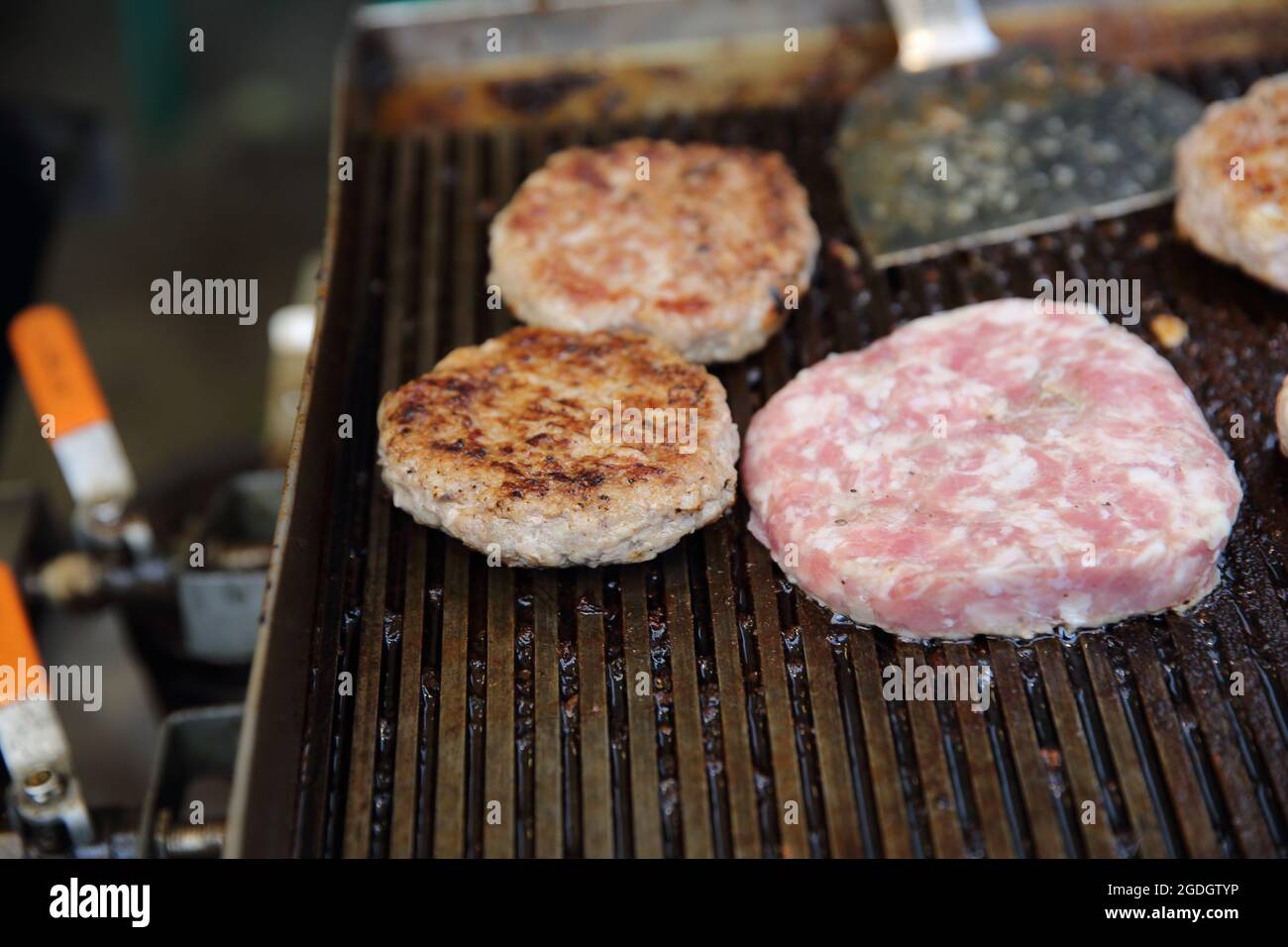 Beef Hamburger in pan Stock Photo - Alamy