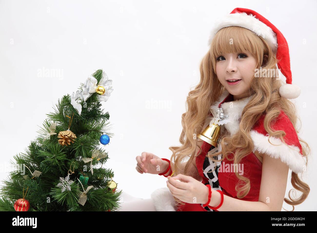Christmas asian woman portrait with christmas gift Stock Photo - Alamy