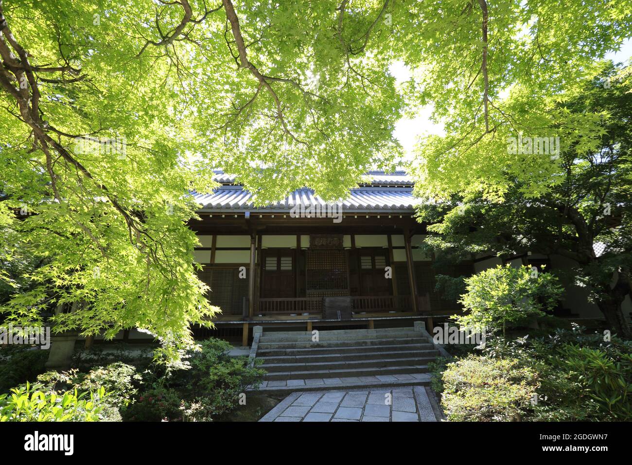 Japanese temple in garden Stock Photo - Alamy