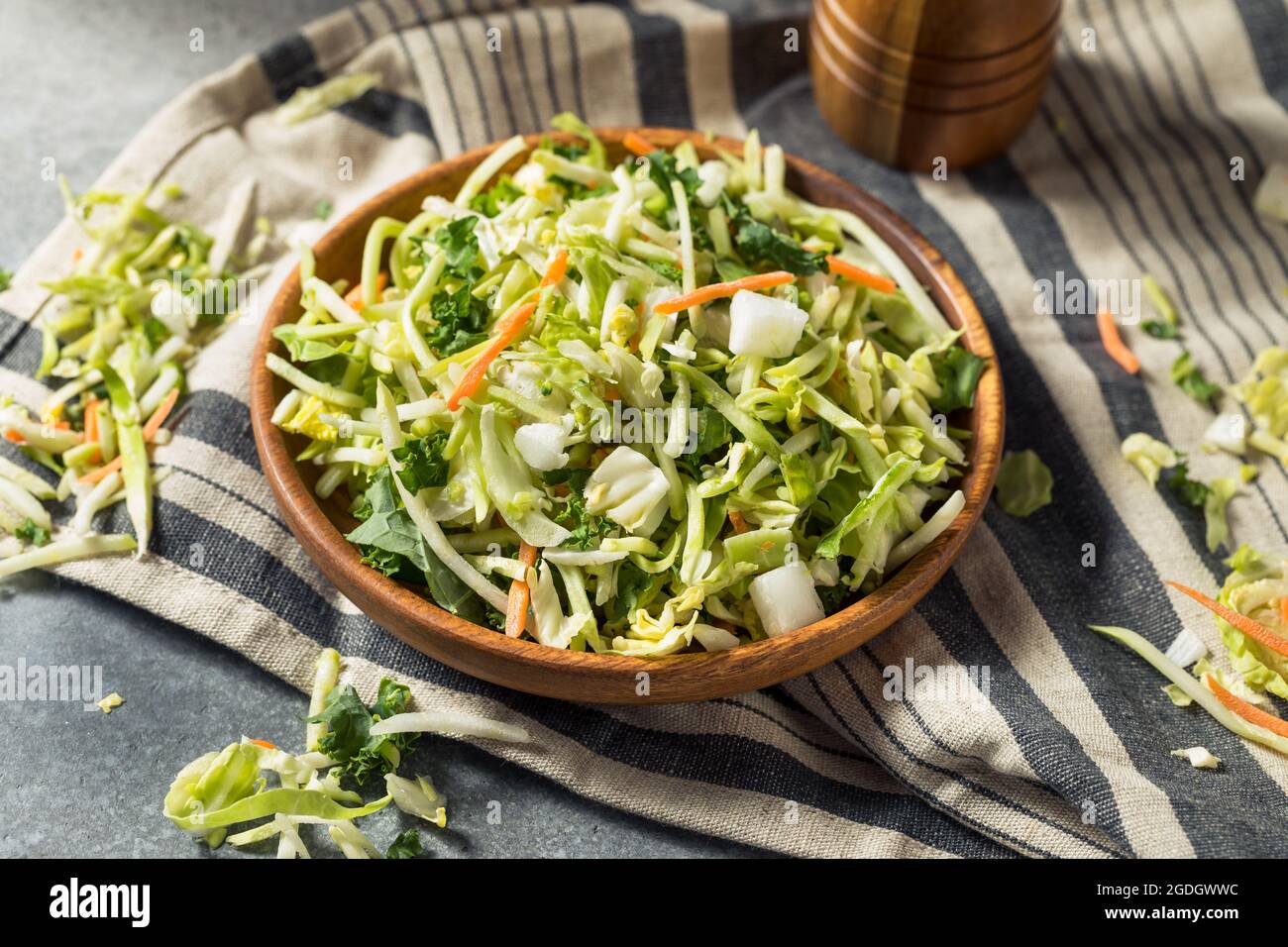 Healthy Homemade Shredded Cabbage Vegetable Power Blend in a Bowl Stock ...