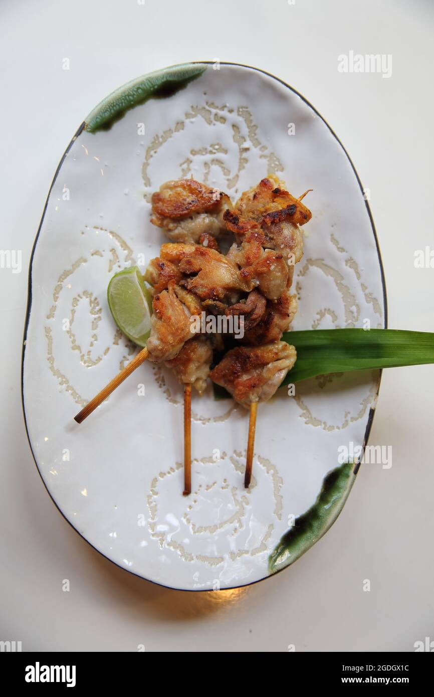 Chicken yakitori with salt , Japanese food Stock Photo - Alamy
