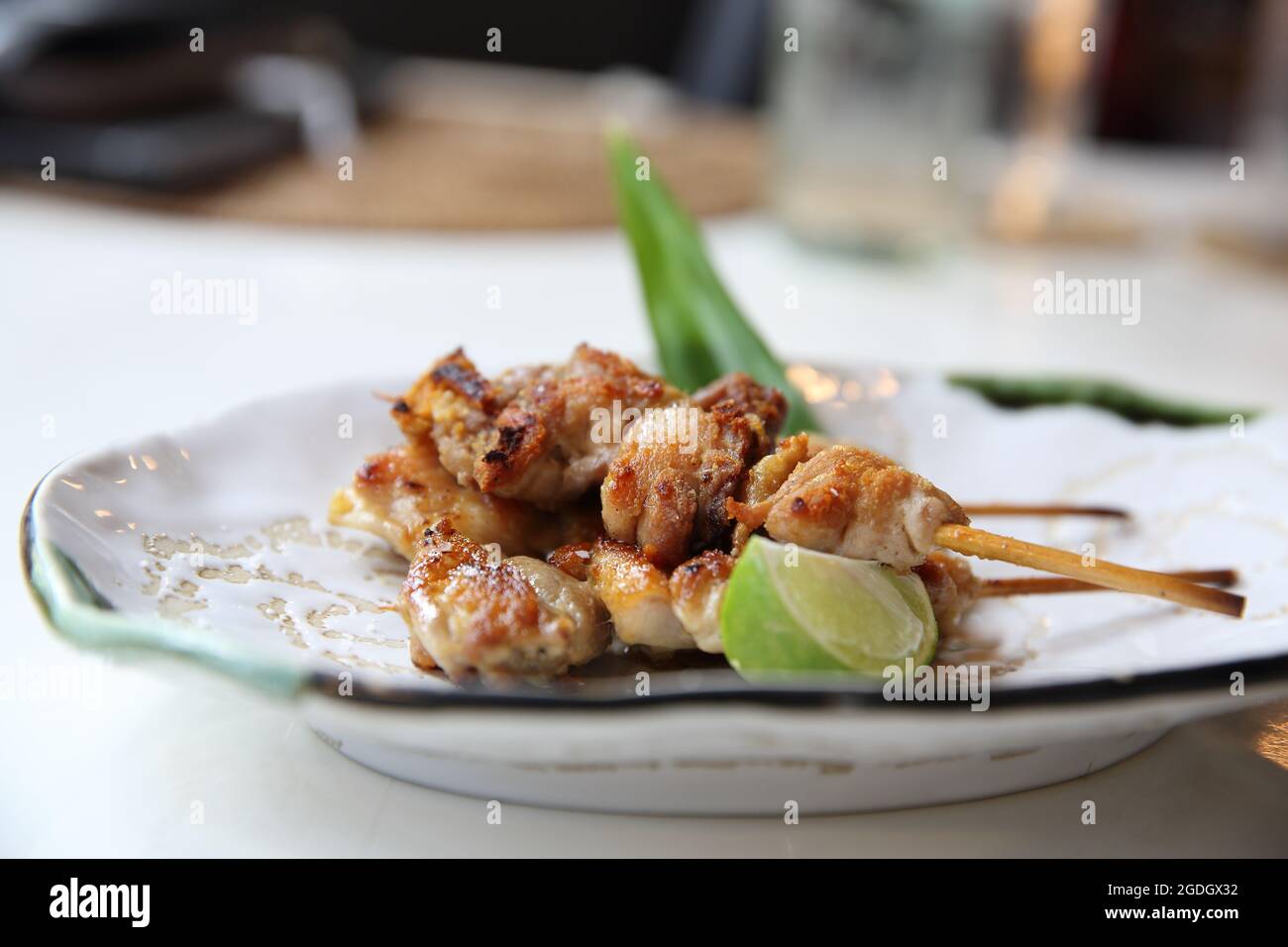Chicken yakitori with salt , Japanese food Stock Photo - Alamy