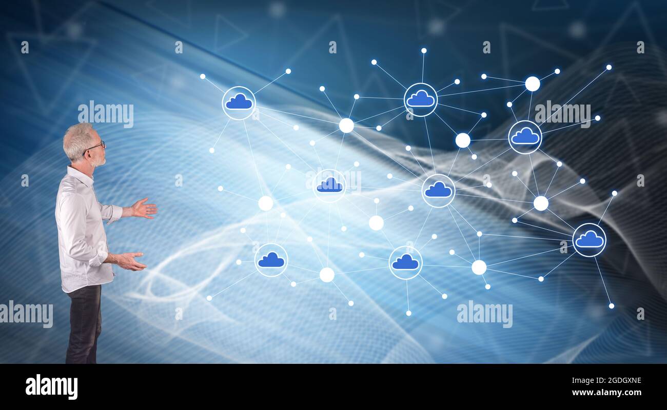 Businessman showing cloud networking hi-res stock photography and ...