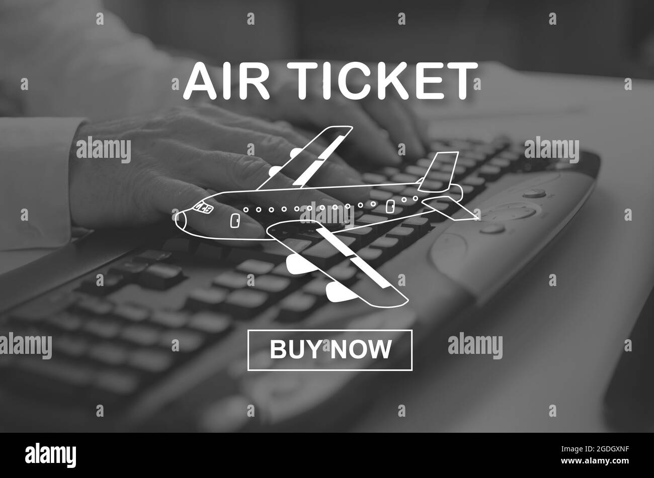 Air ticket booking concept illustrated by a picture on background Stock ...