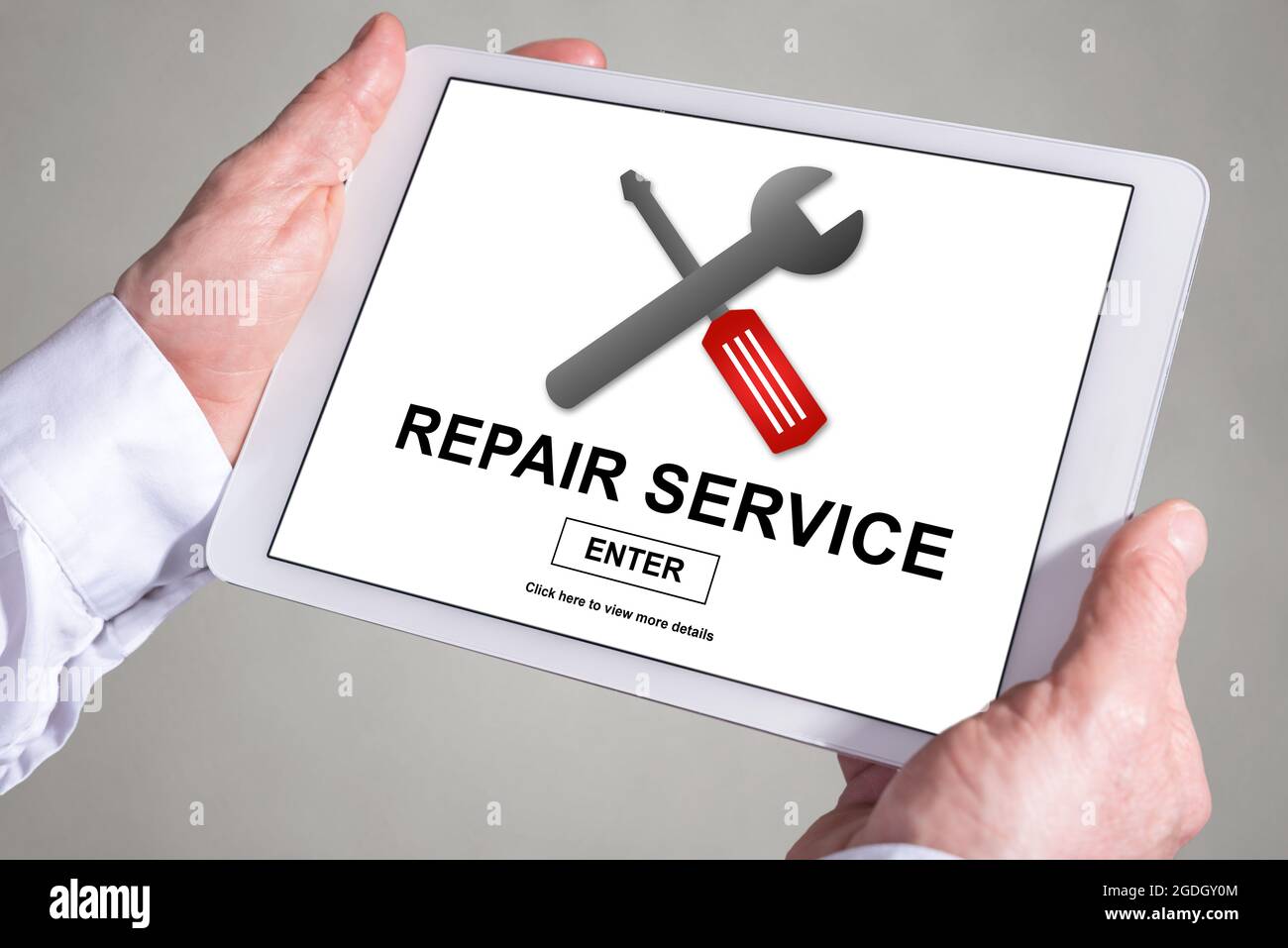 Tablet screen displaying repair hi-res stock photography and images - Alamy