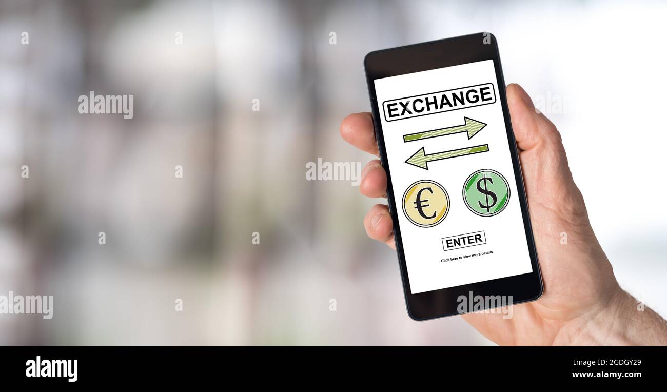 Smartphone screen displaying an exchange concept Stock Photo - Alamy