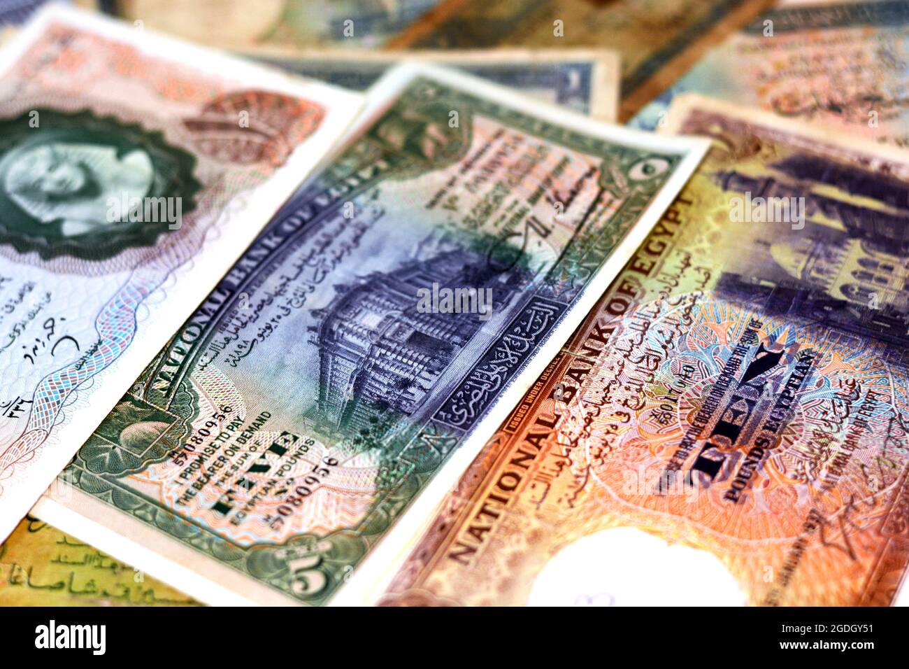 old Egyptian pounds money banknotes background at the time of the ...