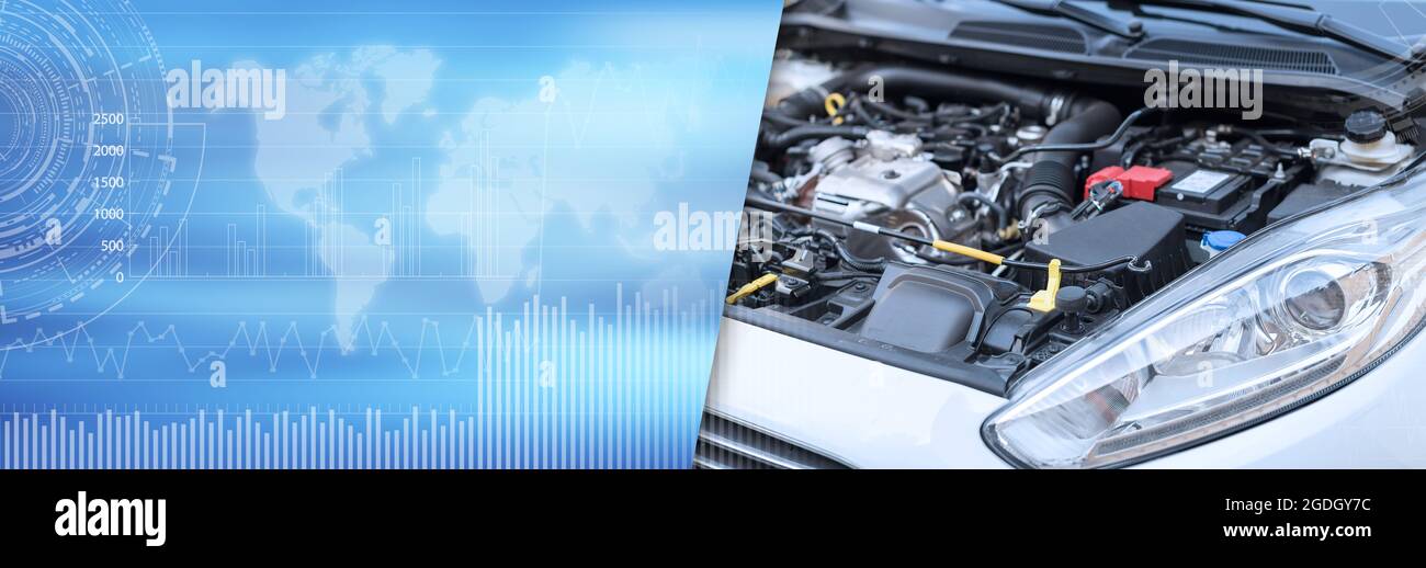 View of clean engine compartment; panoramic banner Stock Photo - Alamy