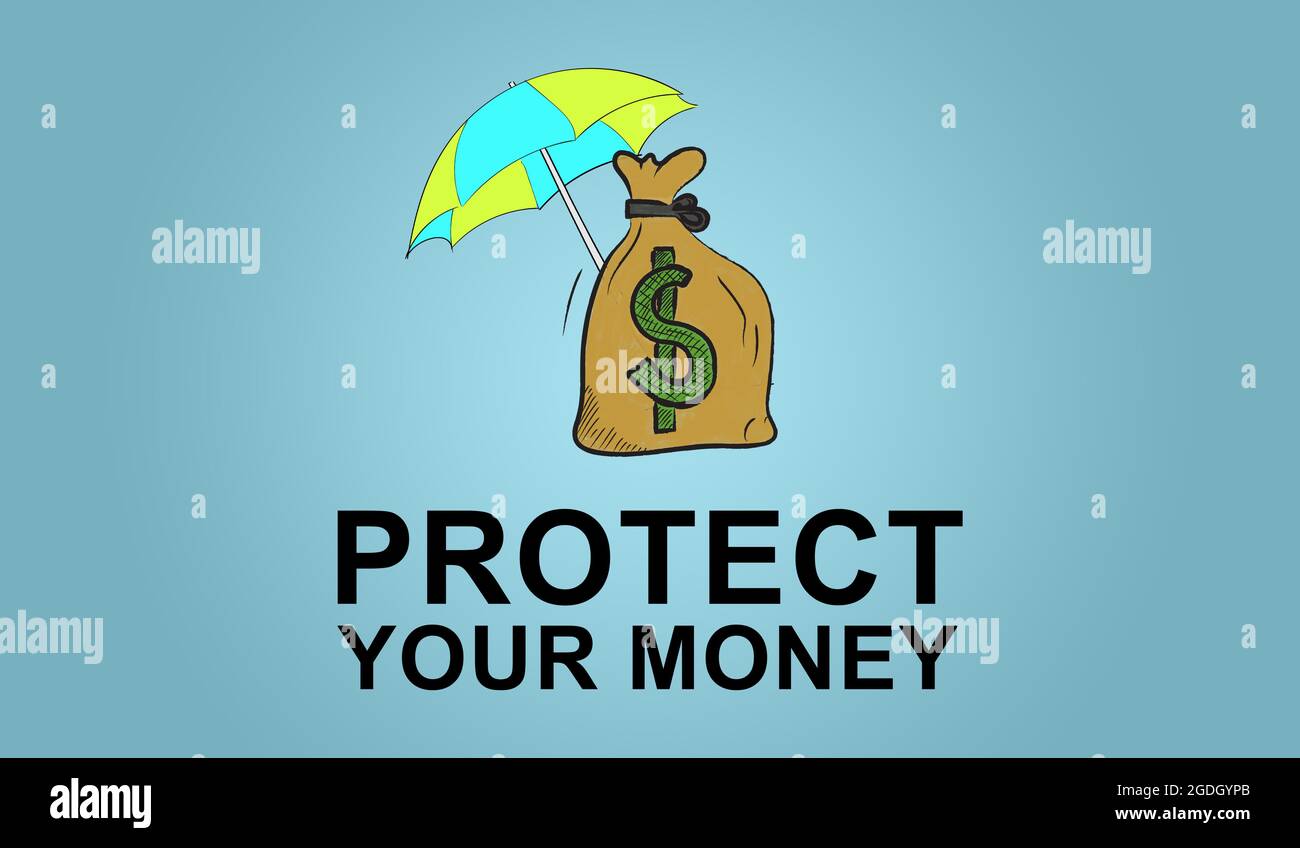 Illustration of a money protection concept Stock Photo - Alamy