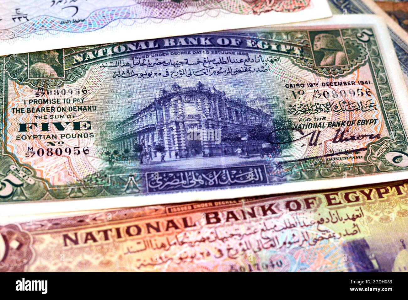 old Egyptian pounds money banknotes background at the time of the ...