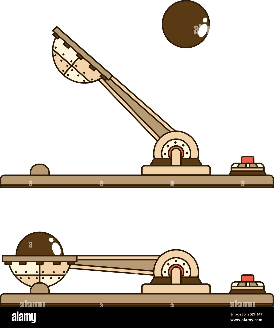 Mechanical catapult throws cannonball Stock Vector Image & Art - Alamy