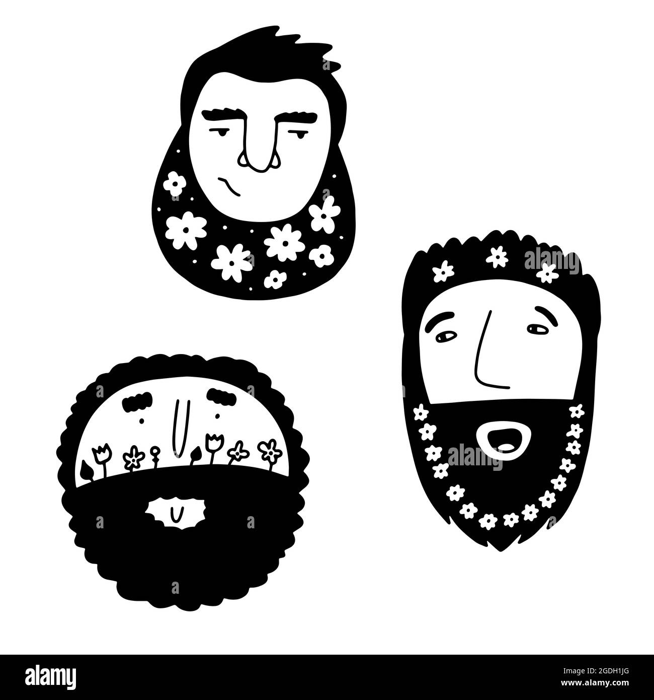 Faces people hand drawn Black and White Stock Photos & Images - Alamy