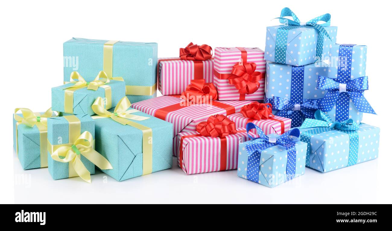 Beautiful gifts isolated on white Stock Photo - Alamy