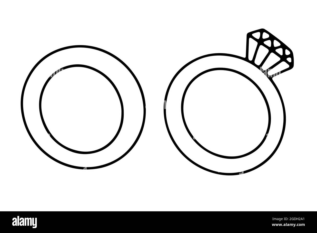 Doodle diamond ring. Hand-drawn brilliant jewelry with gemstone on ...