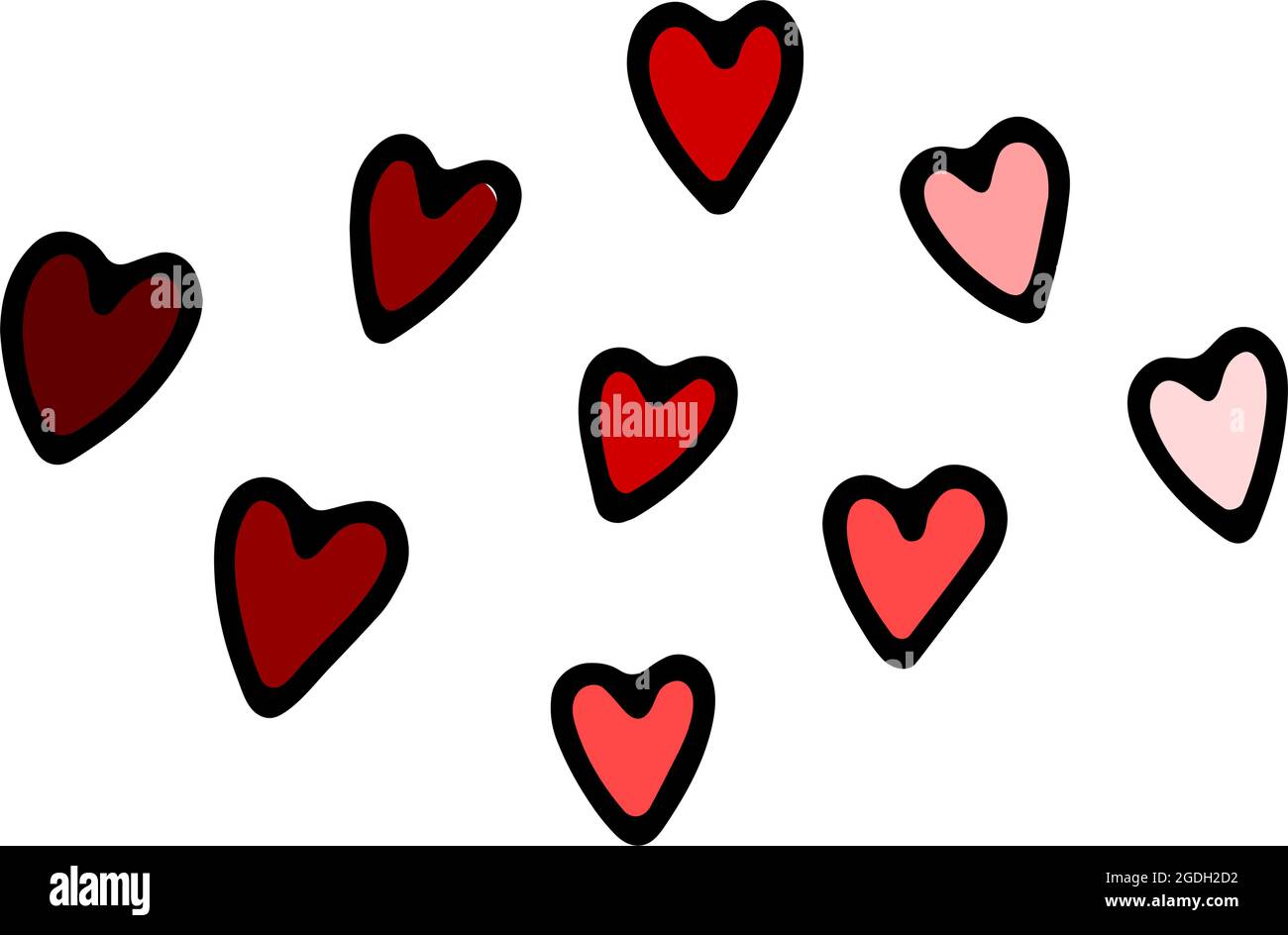 Doodle Valentines Day sticker. Hand drawn red love symbols isolated on ...