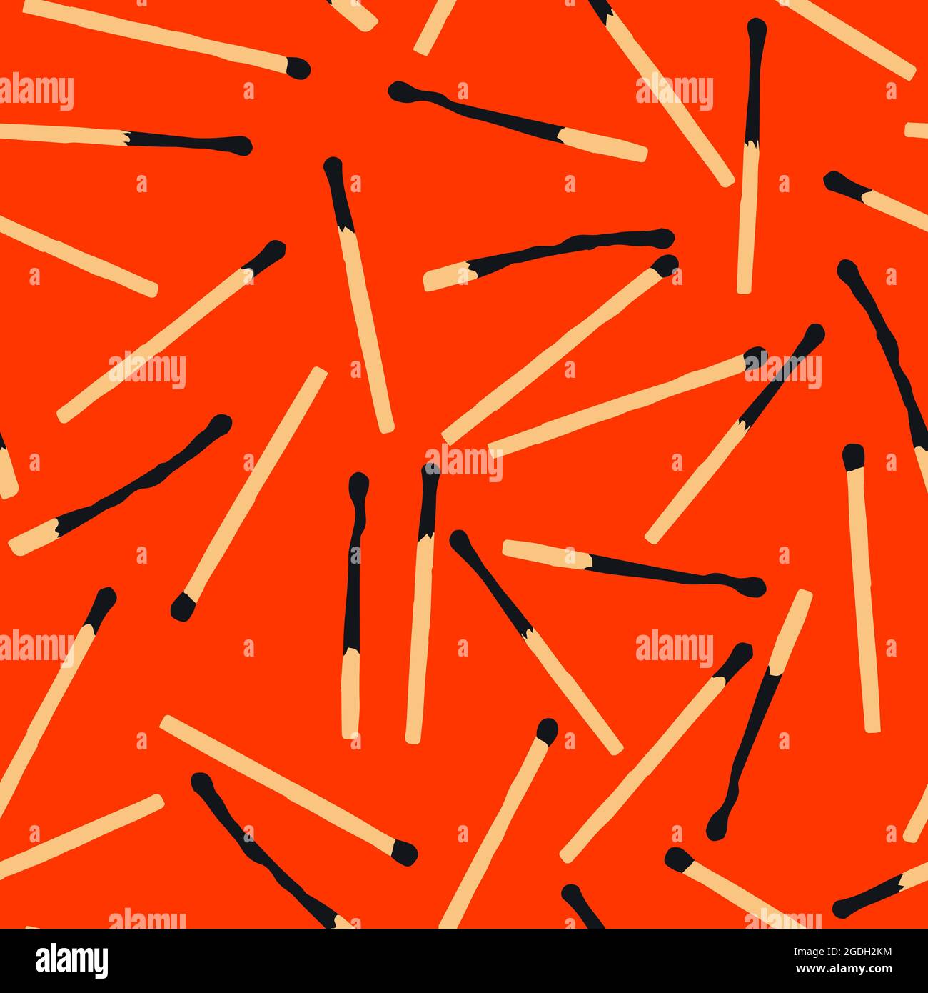 Seamless flat vector safety matches pattern. Wooden new and burnt ...