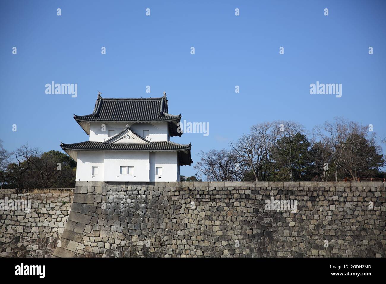 osaka castle with blue sky , japanese castle Stock Photo - Alamy