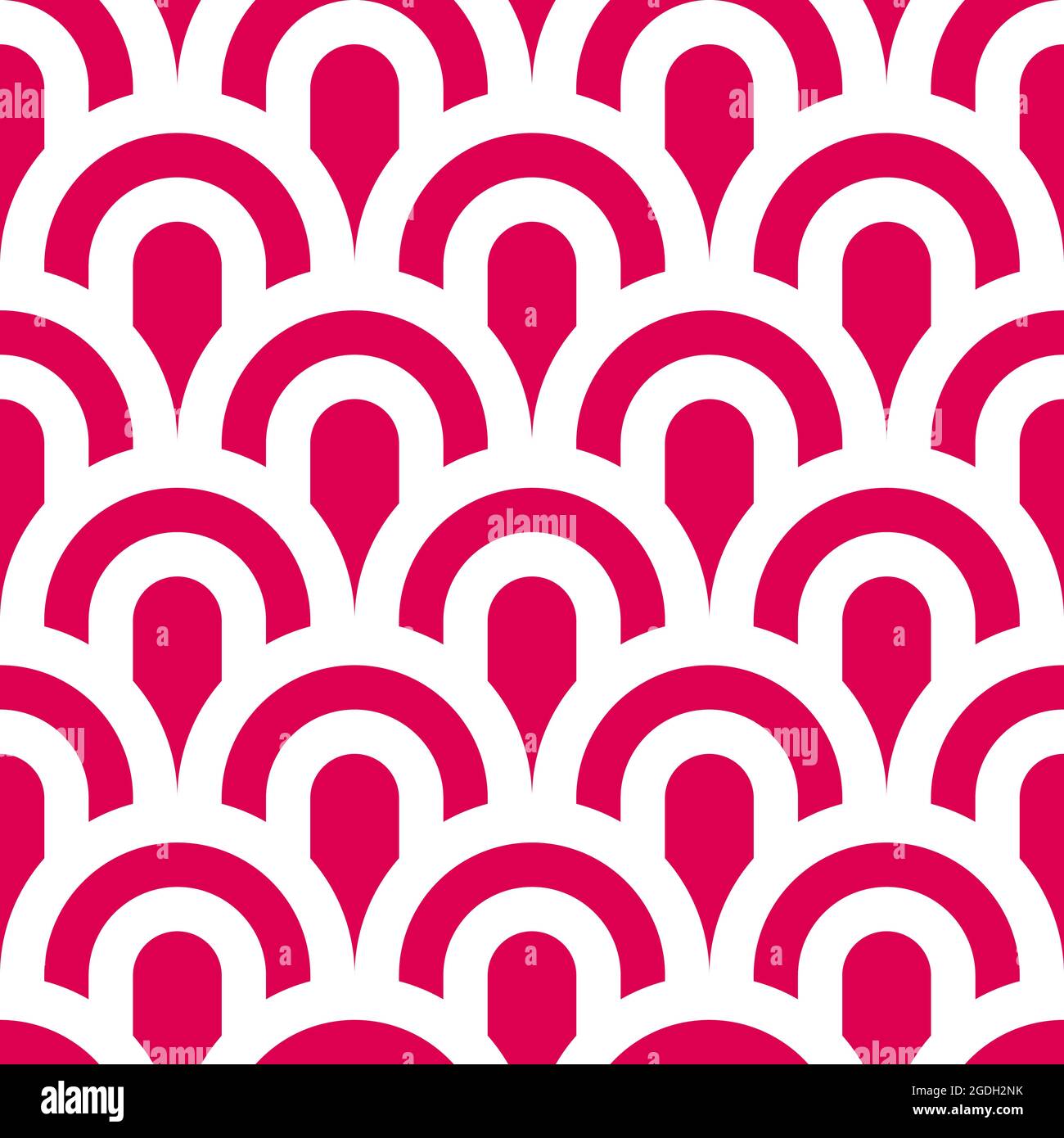 Seamless Japanese waves pattern. White, pink repeating arches ...