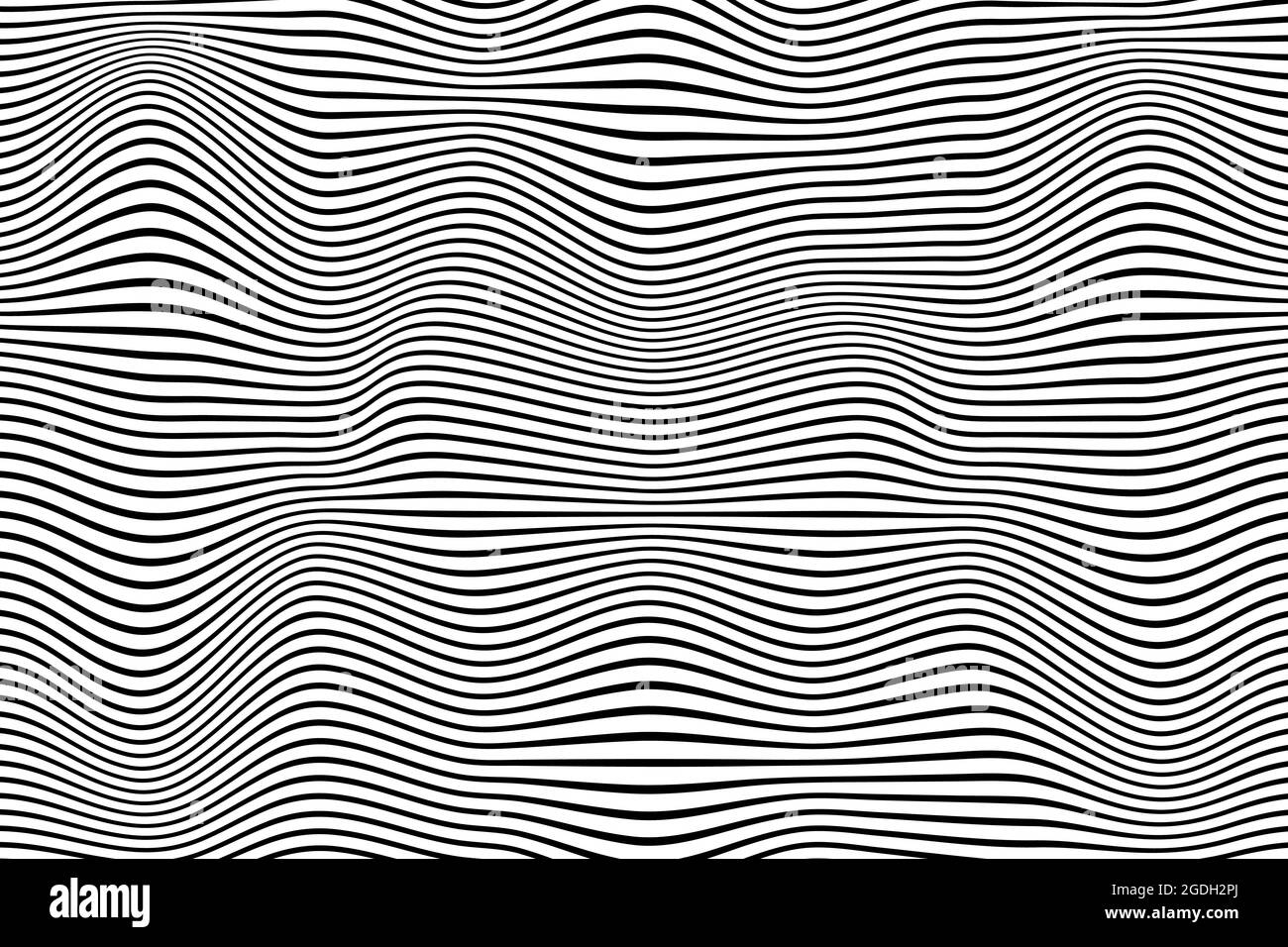 Op art striped banner. Black and white smooth lines background ...