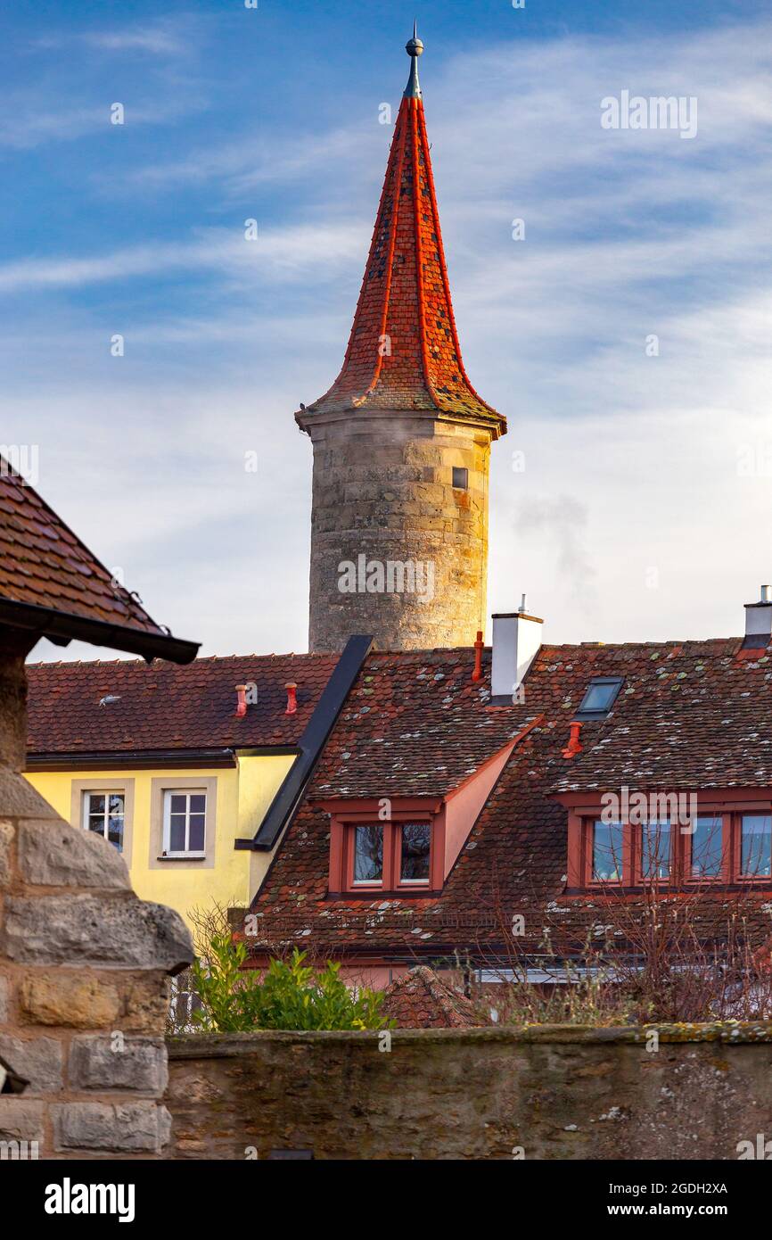 View of the stone towers and medieval buildings in the historic city ...