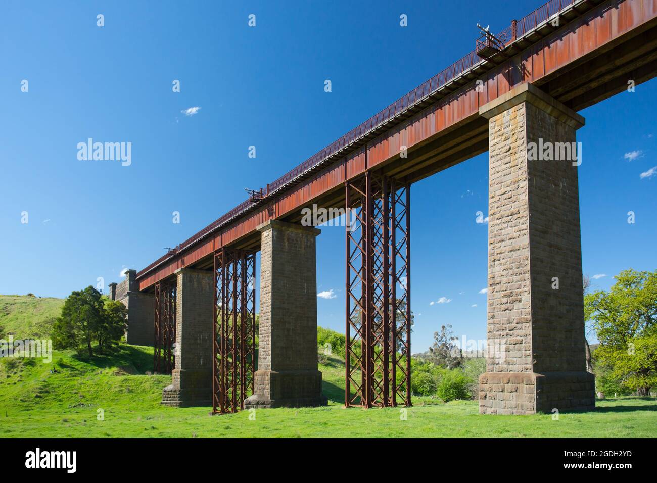 A 19th century viaduct in Taradale, Victoria, Australia on a clear ...