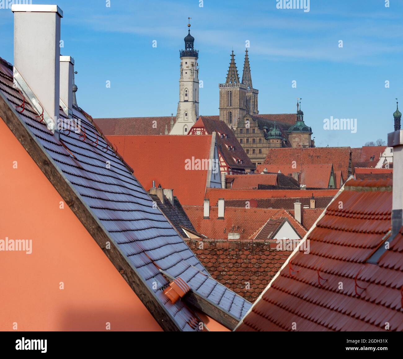 View of the roofs and medieval buildings in the historic city ...