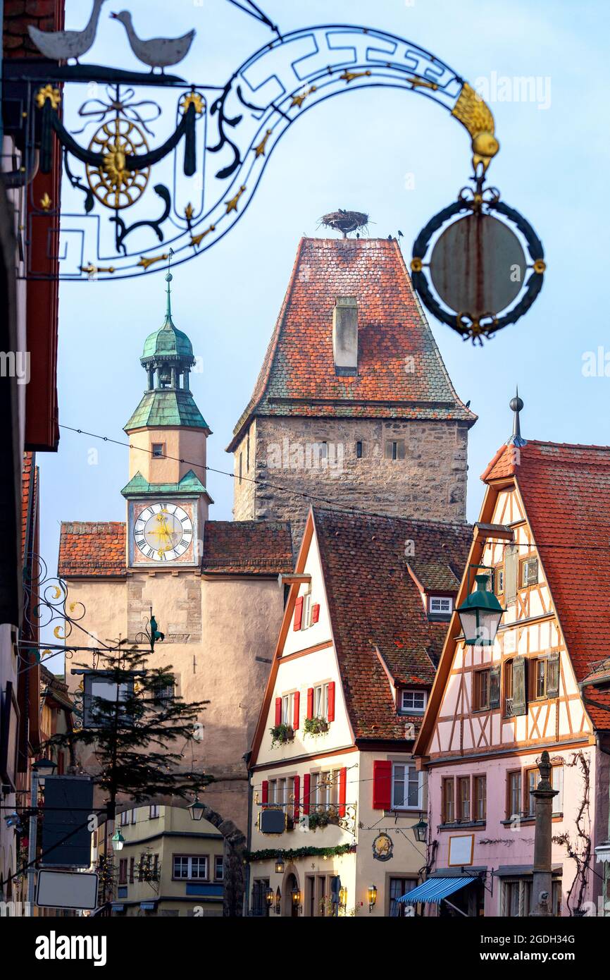 View of the stone towers and medieval buildings in the historic city ...