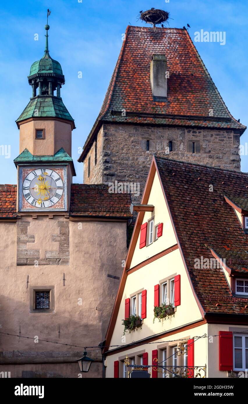 View of the stone towers and medieval buildings in the historic city ...