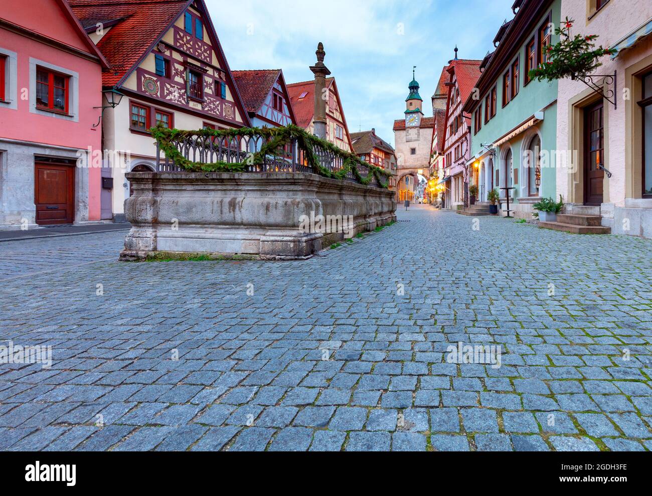 View of the stone towers and medieval buildings in the historic city ...