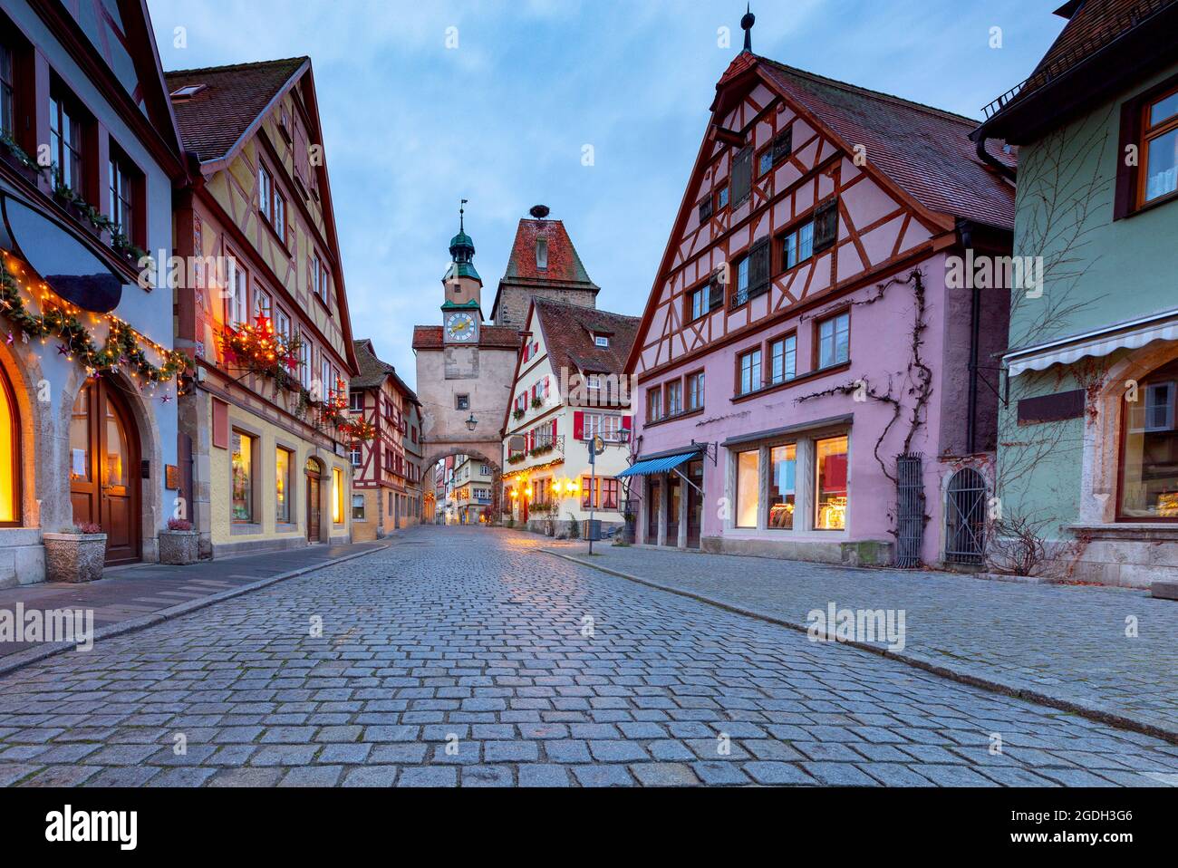 View of the stone towers and medieval buildings in the historic city ...