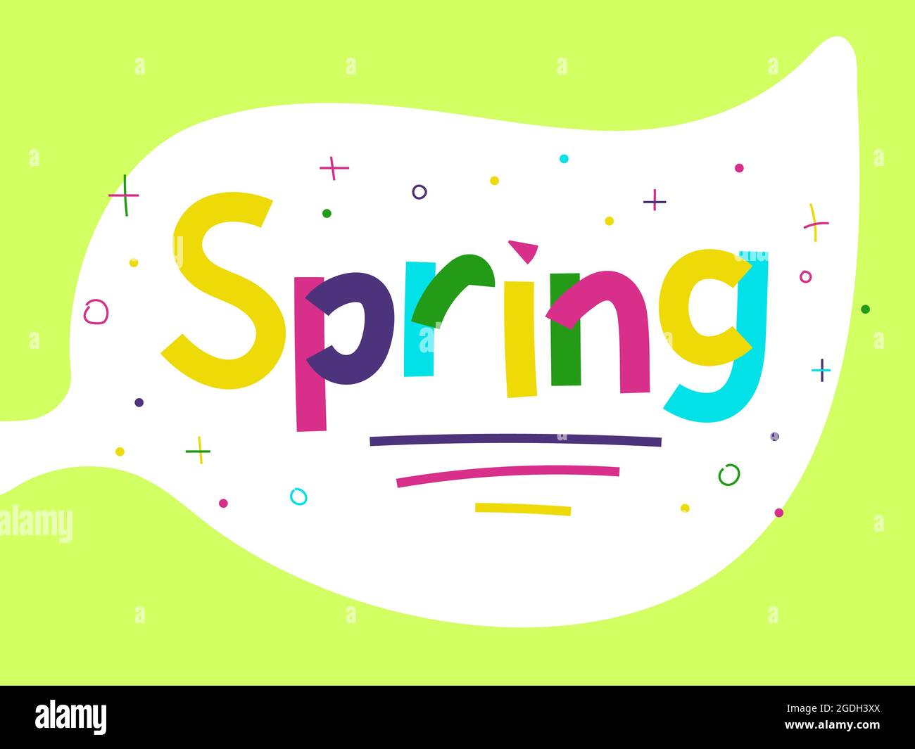 Lettering Spring. Word spring on green leaves background. Pastel hand ...
