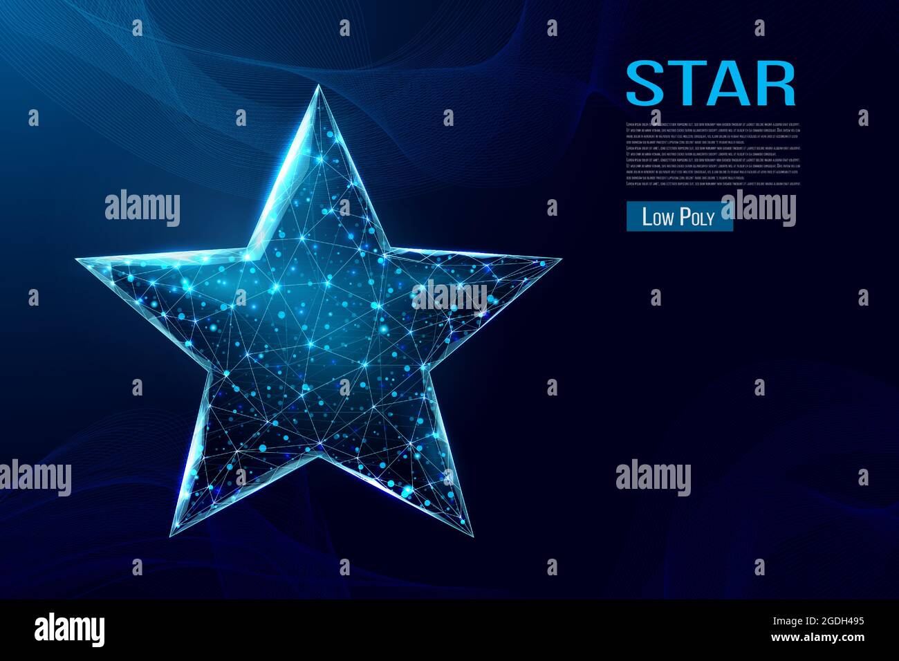 Wireframe star, low poly style. Success, win symbol concept. Abstract ...