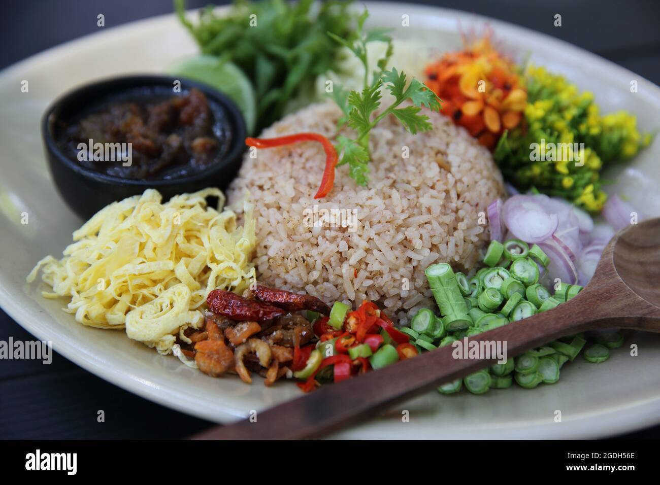 Local Thai food Rice Mixed with Shrimp paste Stock Photo - Alamy