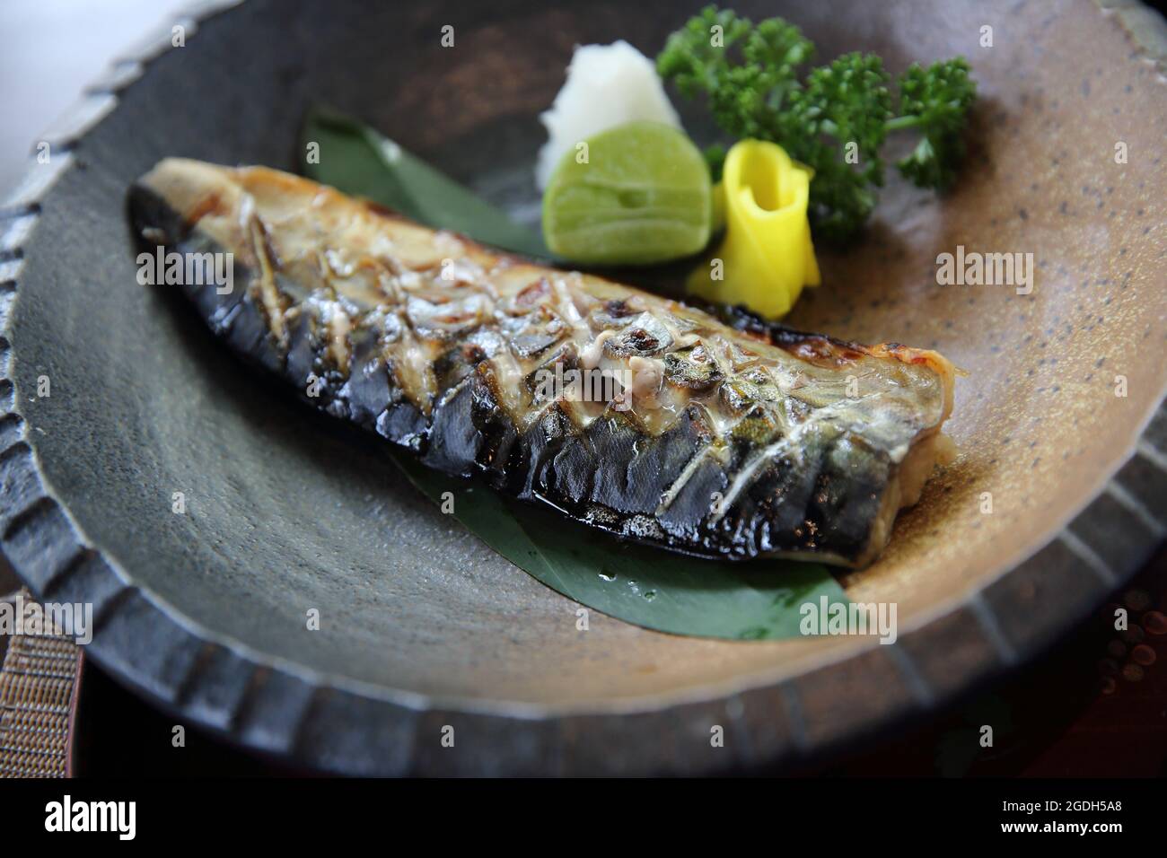 mackerel with rice Japanese style food Stock Photo - Alamy