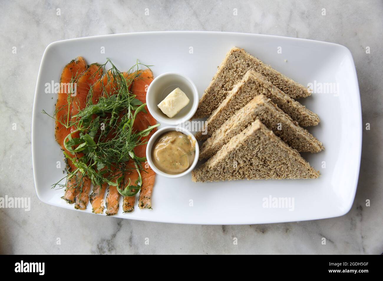 Smoked salmon gravlax with bread Stock Photo - Alamy