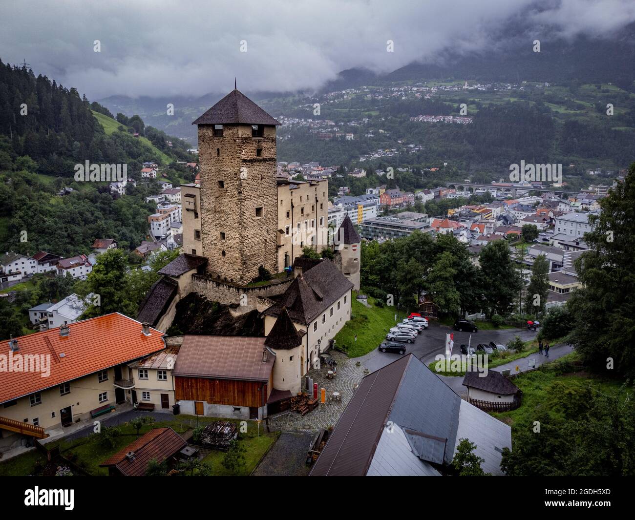 Landeck Castle in the Tyrolean village of Landeck in Austria Stock ...