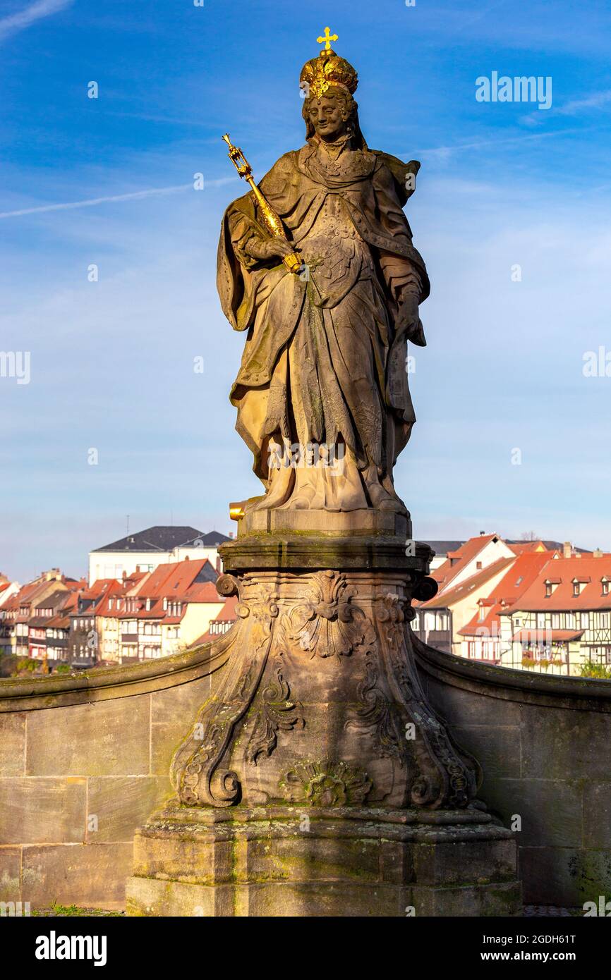 Stone ancient statue of the patroness of the city St. Kunigunda Stock ...